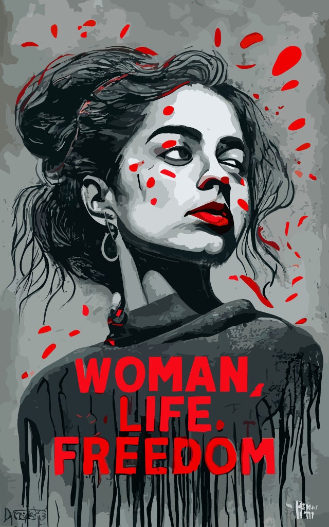 Remember Mahsa Amini Poster PNG SVG, Charcoal Drawing, DIGITAL, Woman ...