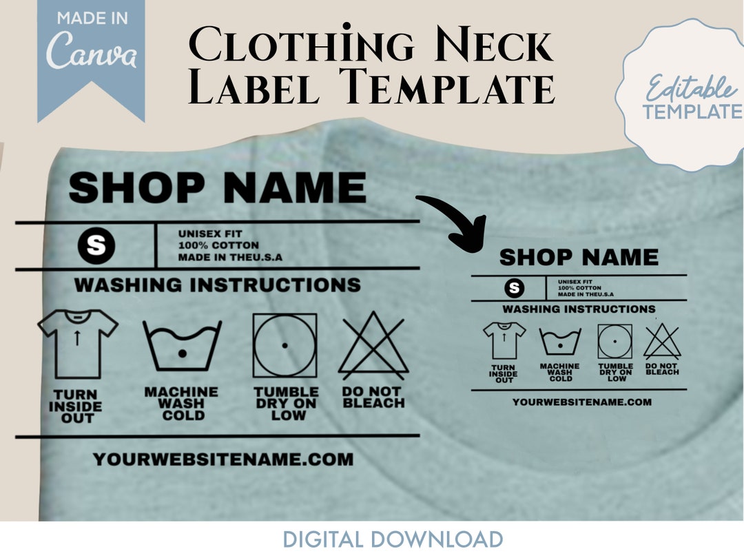 Clothing Neck Label Template Custom DIY Canva Editable - Etsy Australia