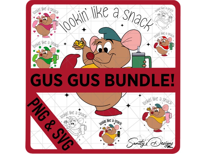 Gus Gus Mouse png, Bundle, Layered SVG, Custom, Käse, Kaffee, Stanley ...