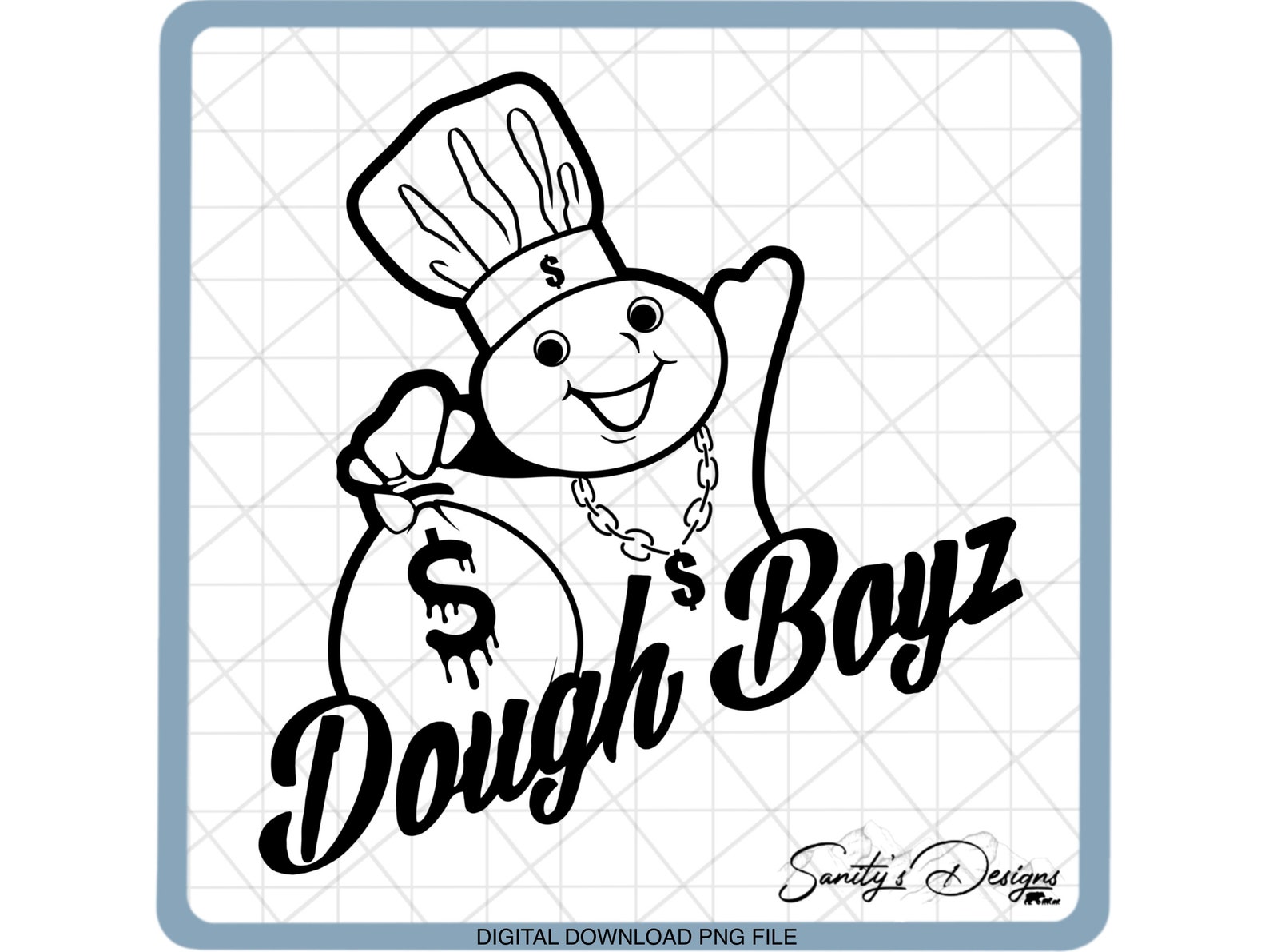 Dough Boyz Outline, Money Bag Png, Classic, Hood Svg, Decal Design ...