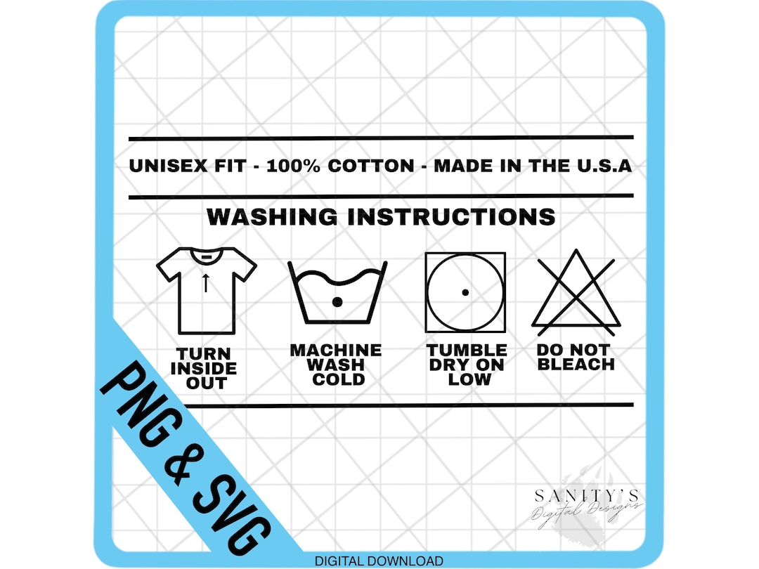 Clothing Tag Label Png, Svg, Digital Download, Washing Instructions ...