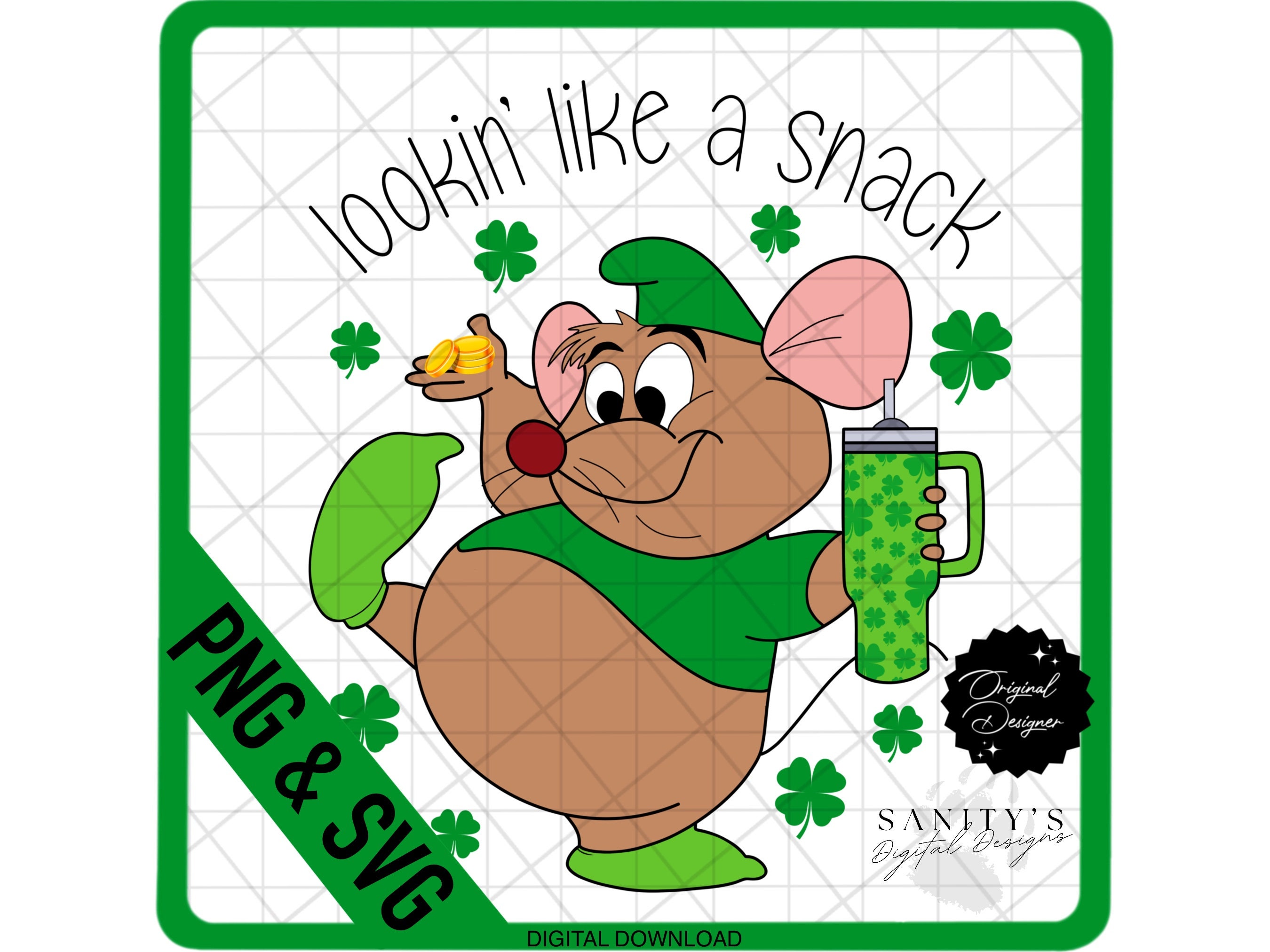Gus Gus Mouse Png, Layered SVG, St.patricks Day, Tumbler, Cute ...