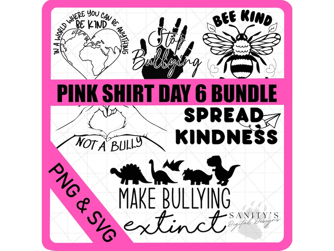 Pink Shirt Day Bundle Png, Stop Bullying Svg, Anti Bully Day, Instant ...