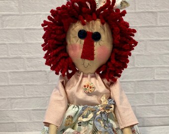 Rag Doll Raggedy Ann Doll Stuffed Doll Handmade Primitive Country Doll - Etsy