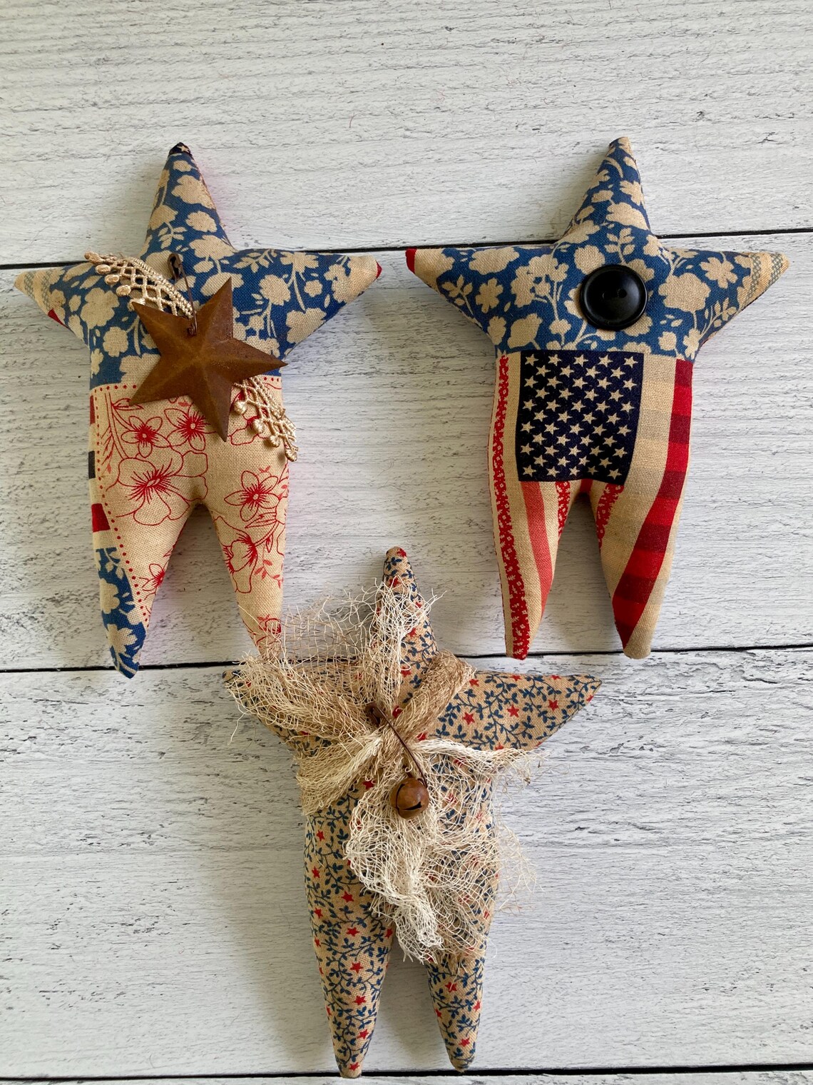 Calico Star Bowl Fillers - Set of 3 - Primitive Americana Decor - Etsy