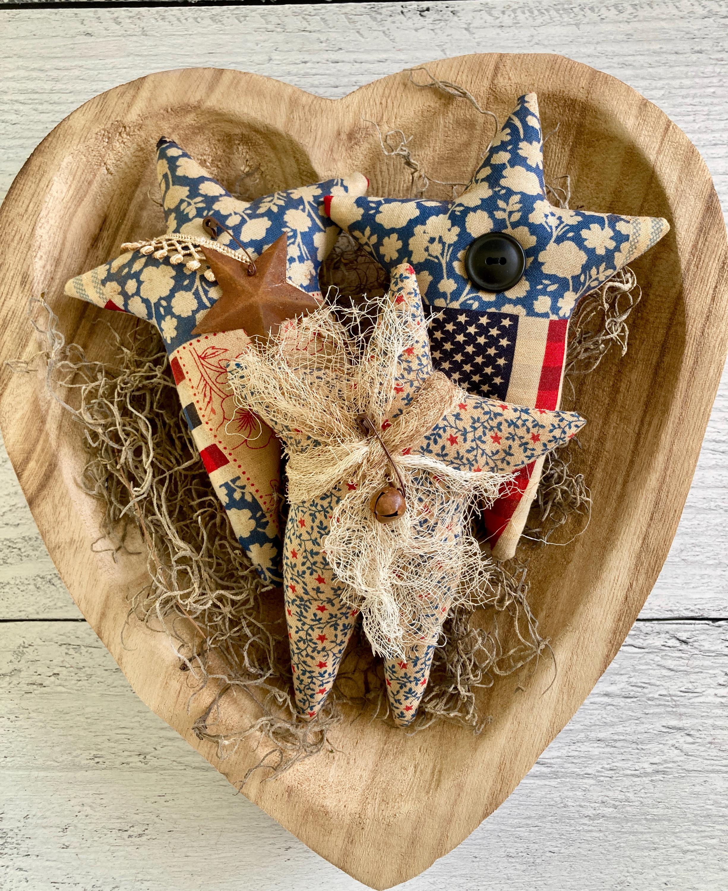 Calico Star Bowl Fillers - Set of 3 - Primitive Americana Decor - Etsy