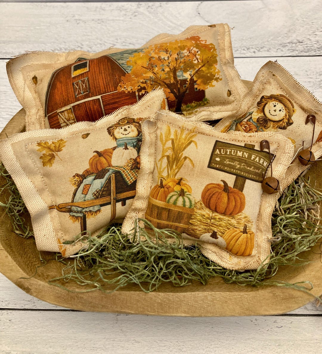 Scarecrow Bowl Fillers - Holiday Pillows - Primitive Fall Bowl Filler ...