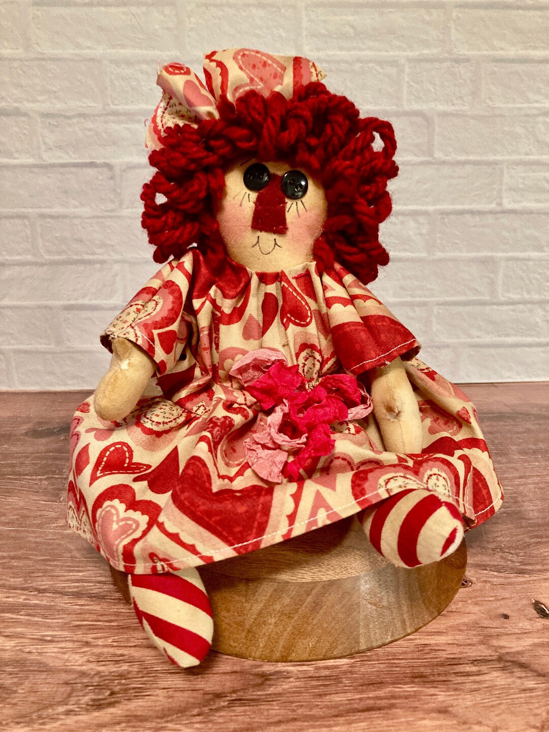 Valentine Annie Rag Doll Raggedy Ann Doll Handmade Rag Doll Primitive ...