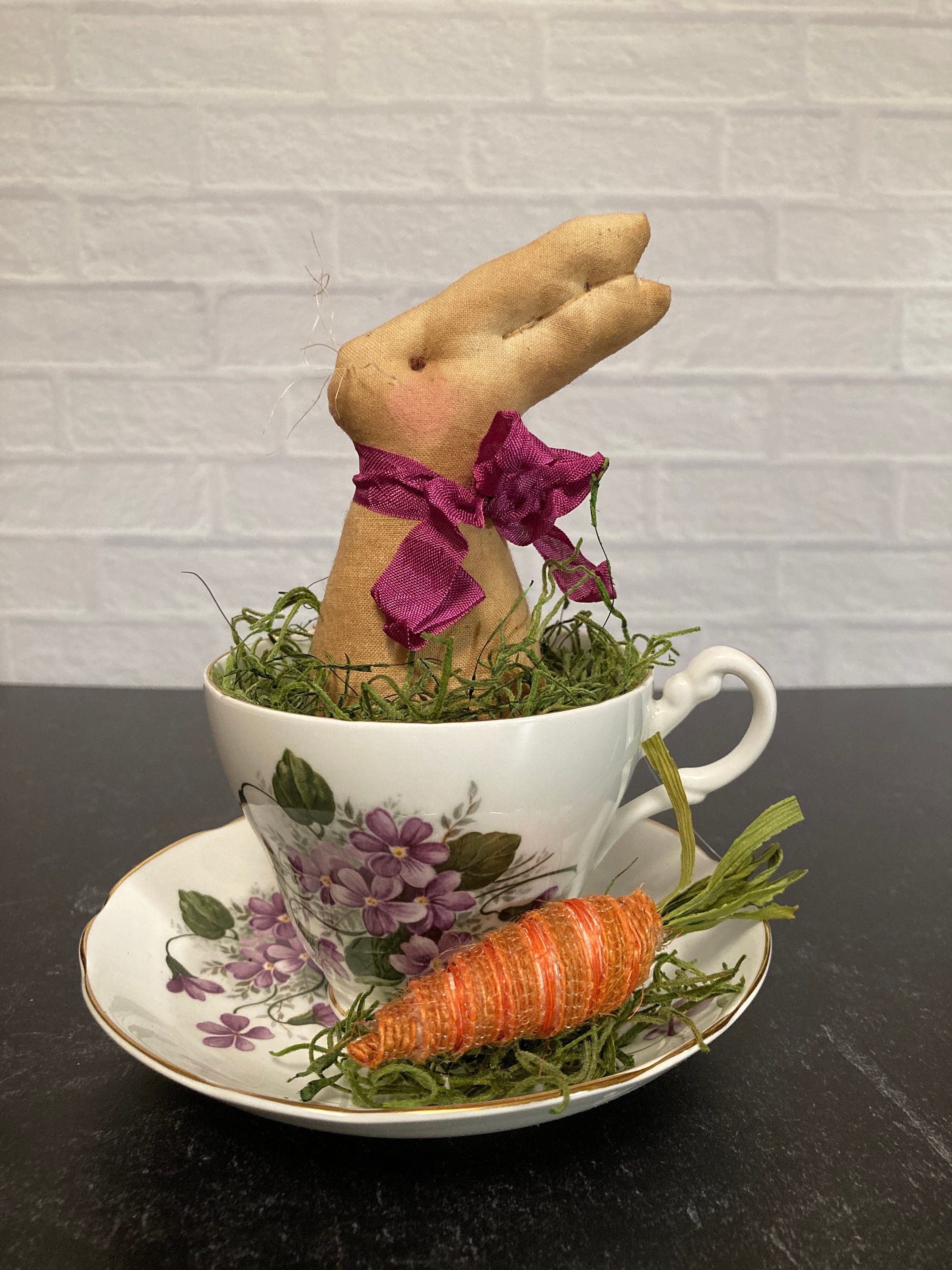 Tea Cup Bunny Easter Decor Vintage Tea Cup Easter Shelf Sitter - Etsy