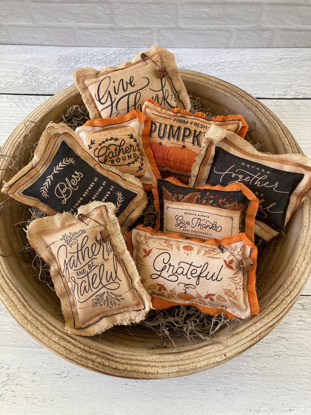 Fall Bowl Fillers: Vintage Stained Cotton Pillows, Set of 3 - Etsy