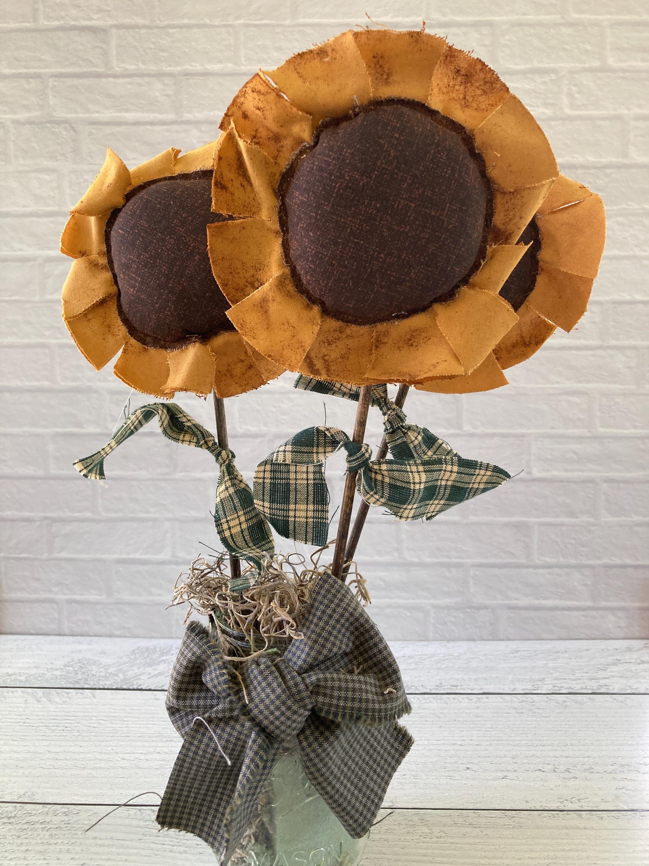 Primitive Sunflower on Stick - Grungy Sunflower - Farmhouse Decor - Etsy