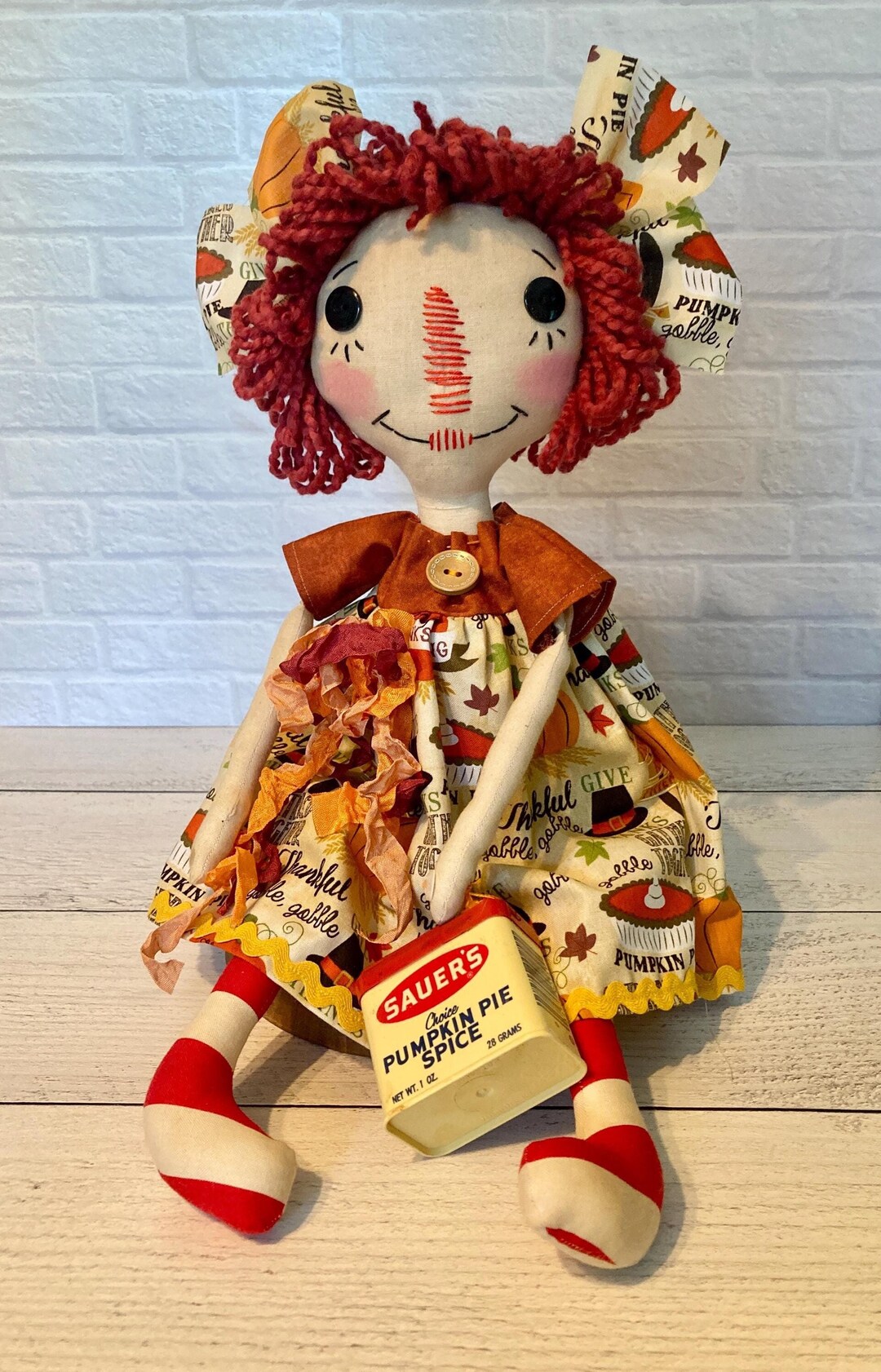Pumpkin Pie Annie - Raggedy Ann Doll - Rag Doll - Handmade Stuffed Doll - Etsy
