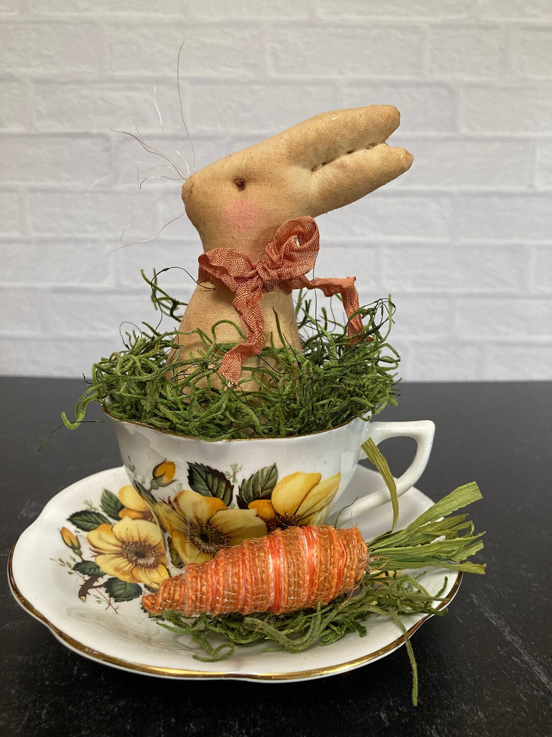 Tea Cup Bunny Easter Decor Vintage Tea Cup Easter Shelf Sitter - Etsy