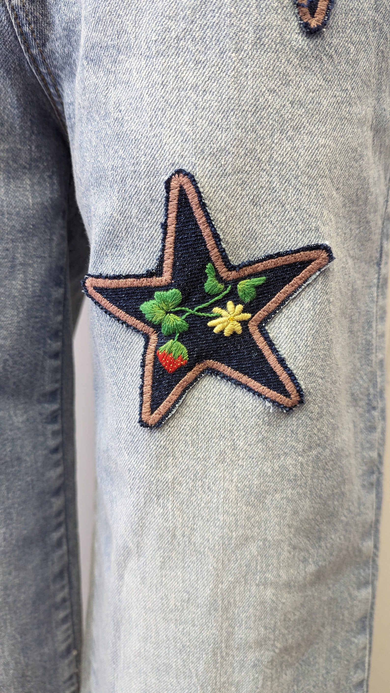 Strawberry Star Patch Jeans by Sensible Slacks - Etsy