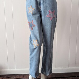 Patchwork Star Jeans- Light Wash Levi's With Handmade Star Patches - Etsy