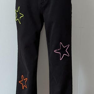 Black Patchwork Star Jeans by Sensible Slacks - Etsy
