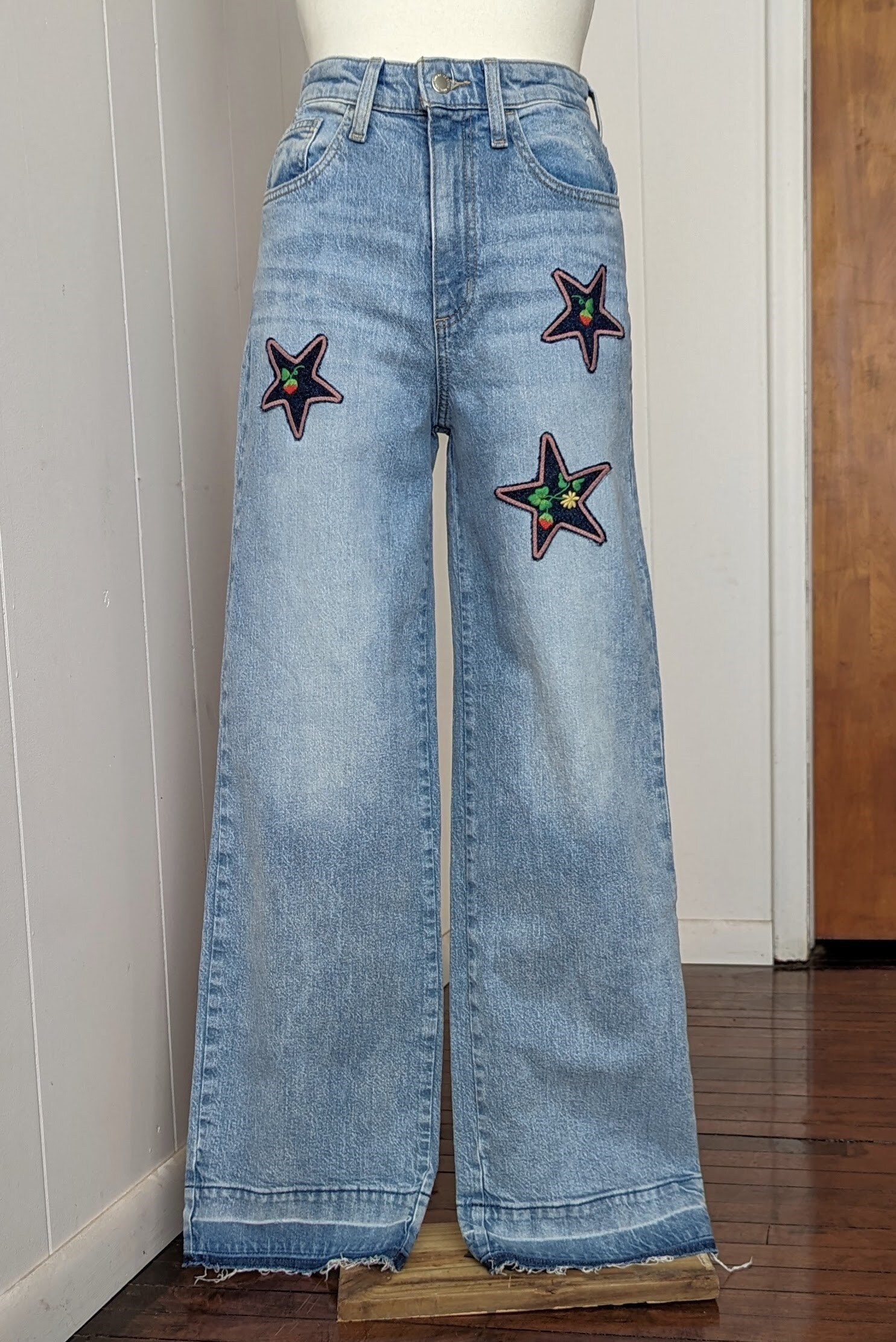 Strawberry Star Patch Jeans by Sensible Slacks - Etsy