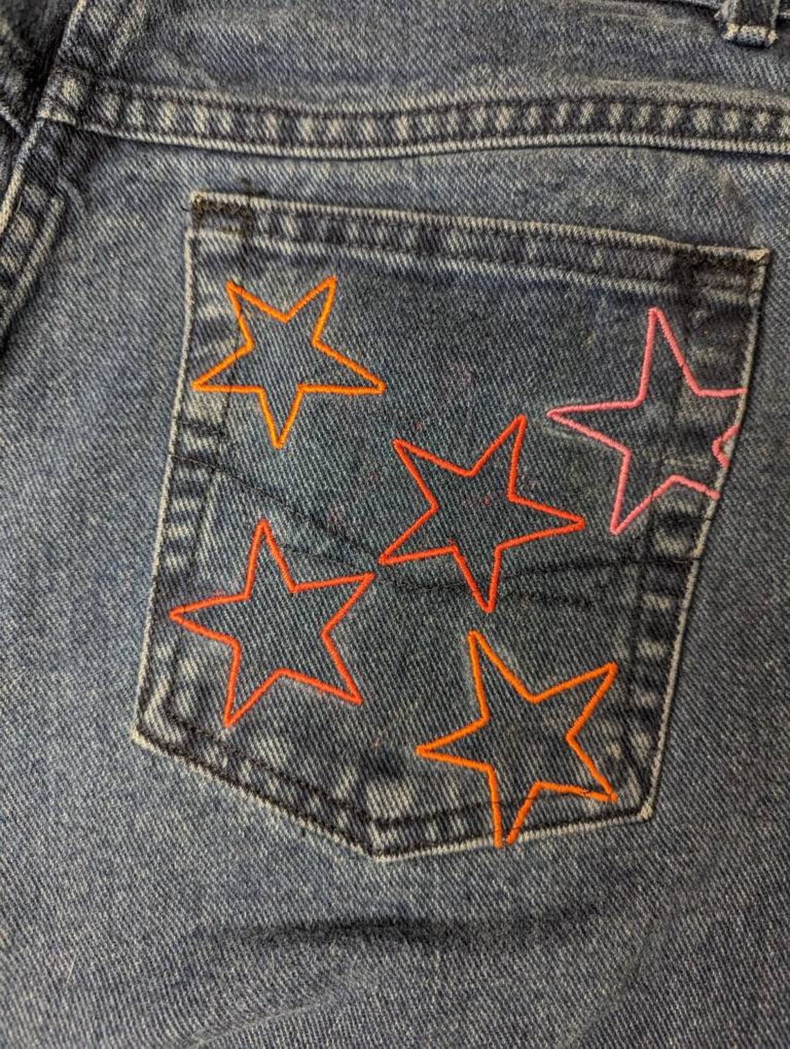 Original Reworked Embroidered Rainbow Star Jeans - Etsy
