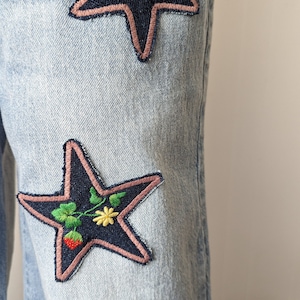 Strawberry Star Patch Jeans by Sensible Slacks - Etsy