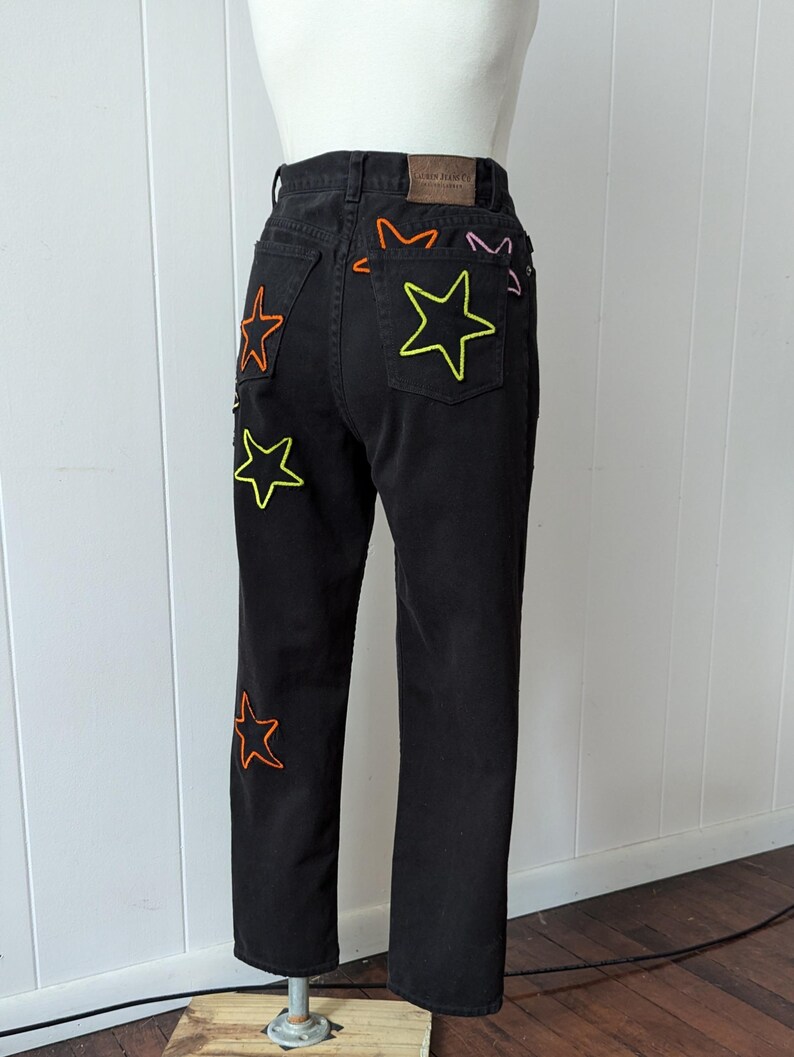 Black Patchwork Star Jeans by Sensible Slacks - Etsy