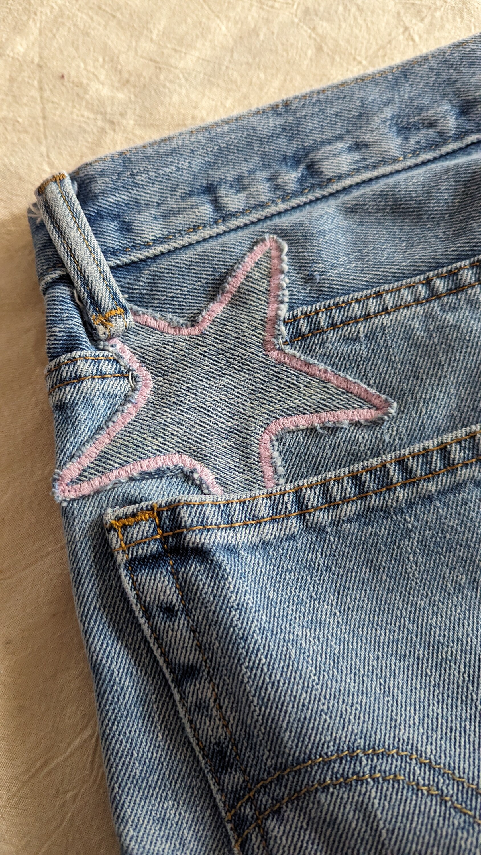 Patchwork Star Jeans Light Wash Levi's With Handmade Star Patches - Etsy