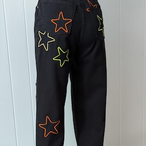 Black Patchwork Star Jeans by Sensible Slacks - Etsy