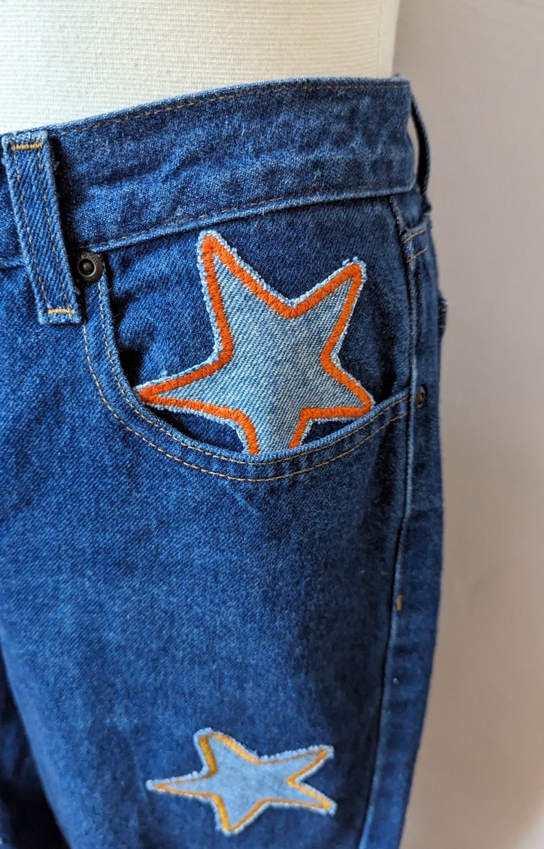 Dark Wash Patchwork Star Jeans by Sensible Slacks - Etsy