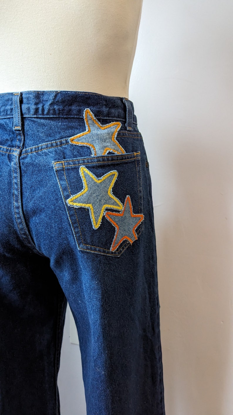 Dark Wash Patchwork Star Jeans by Sensible Slacks - Etsy