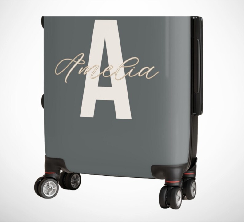 Personalized Letter Name Luggage, Custom Grey Stylish Hard Shell ...