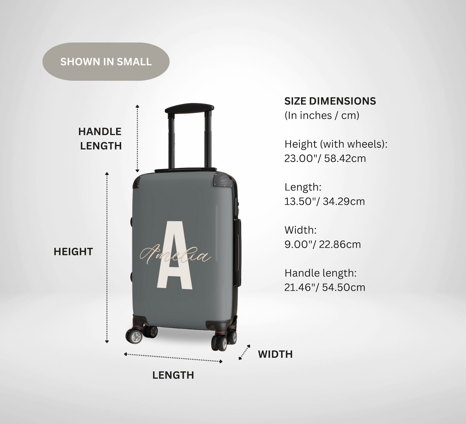 Personalized Letter Name Luggage Custom Grey Stylish Hard - Etsy