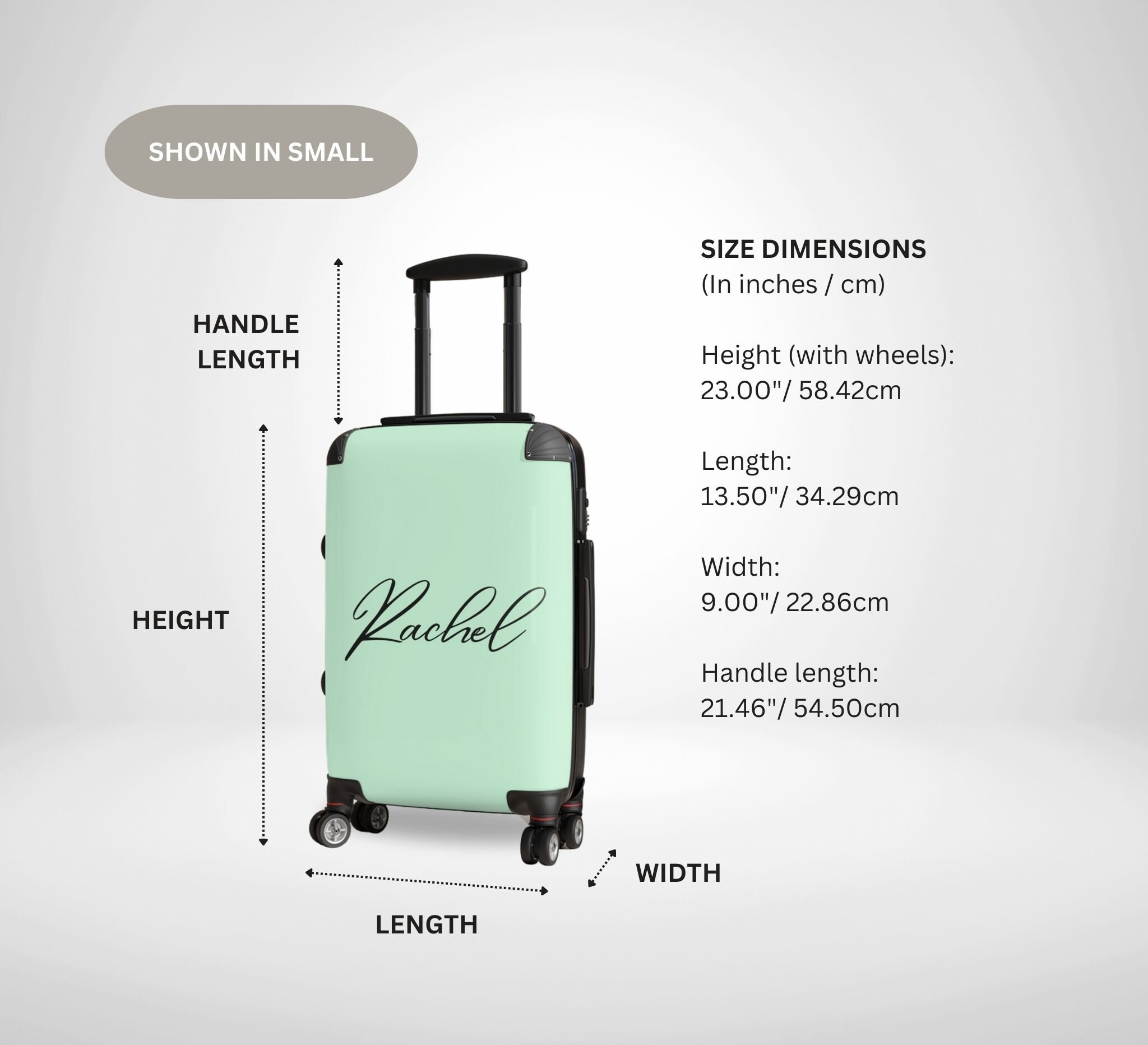 Personalized Name Luggage, Custom Green Minimalist Hard Shell Suitcase ...