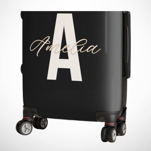 Personalized Letter Name Luggage, Custom Black Stylish Hard Shell ...