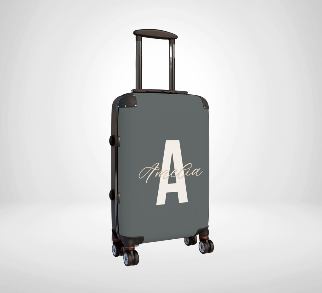 Personalized Letter Name Luggage Custom Grey Stylish Hard - Etsy
