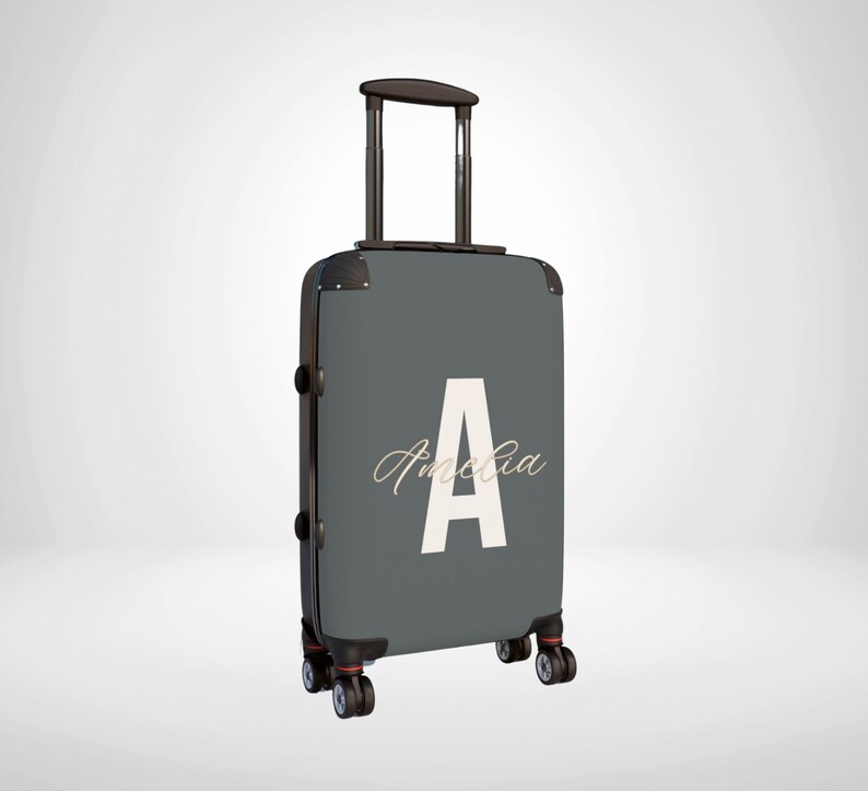 Personalized Letter Name Luggage, Custom Grey Stylish Hard Shell ...
