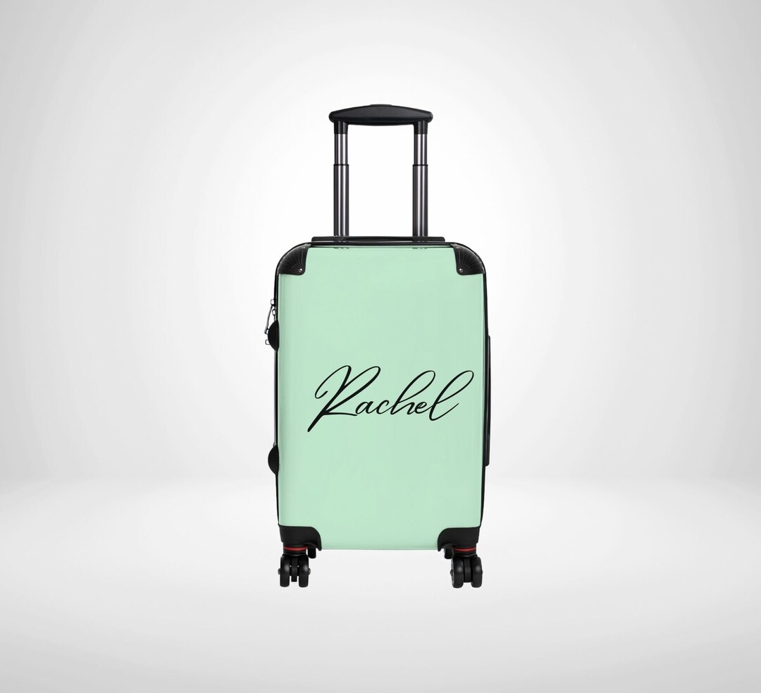 Personalized Name Luggage, Custom Green Minimalist Hard Shell Suitcase ...