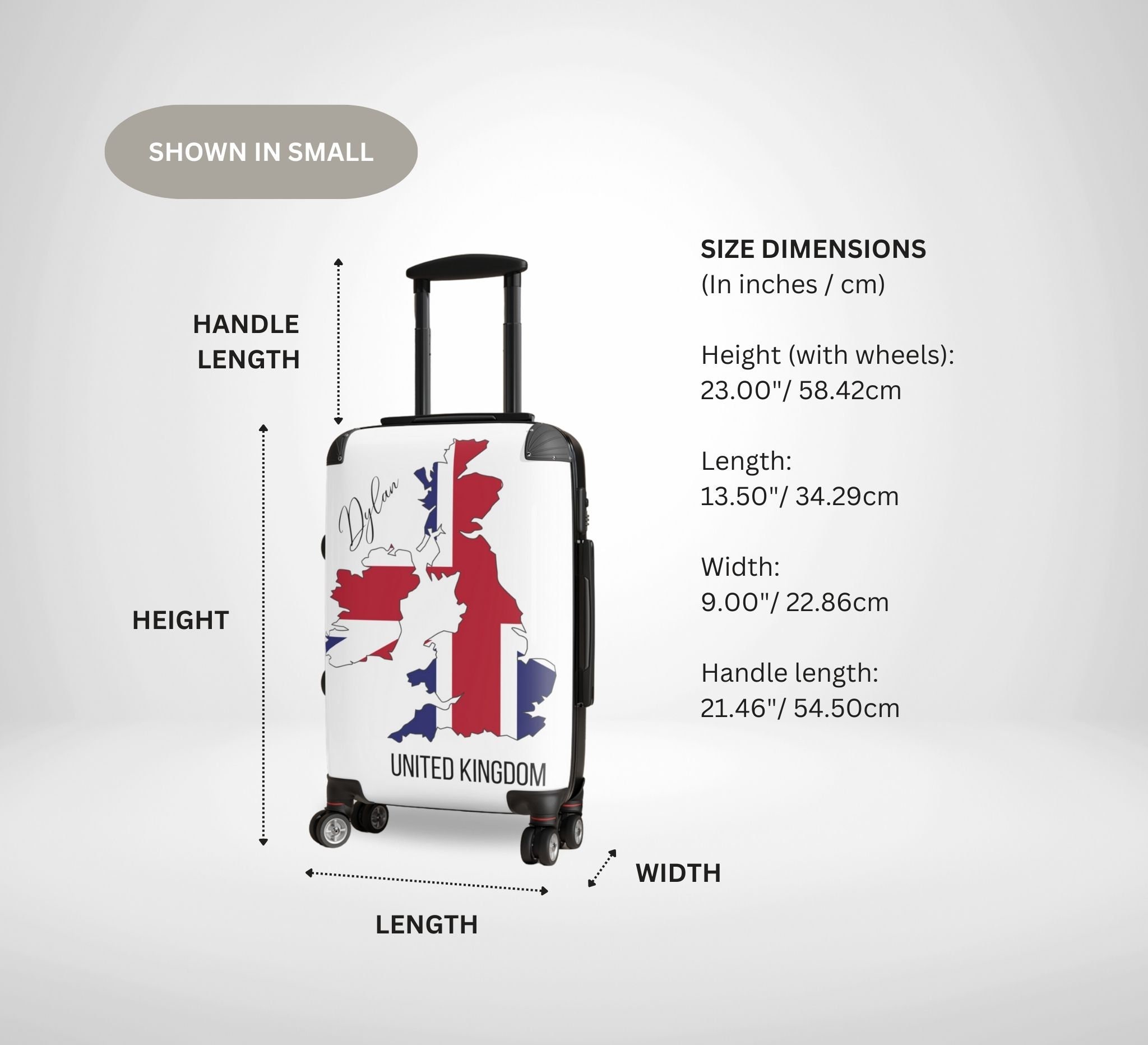 Personalized UK Map Suitcase, British Flag Map on Custom Luggage ...