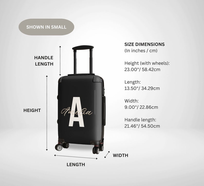 Personalized Letter Name Luggage, Custom Black Stylish Hard Shell ...