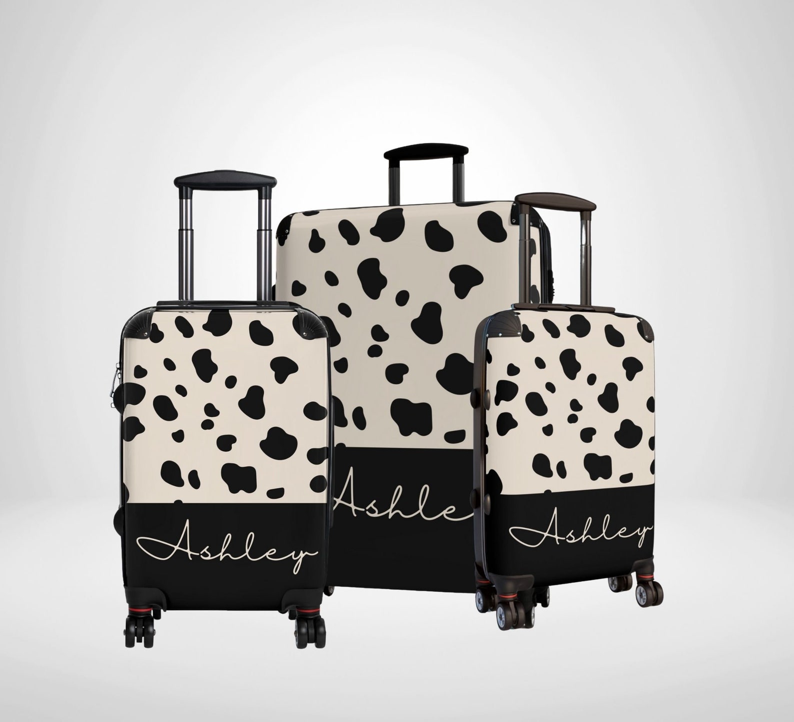 Dots Personalised Name Suitcase, Spotted Pattern Custom Luggage ...