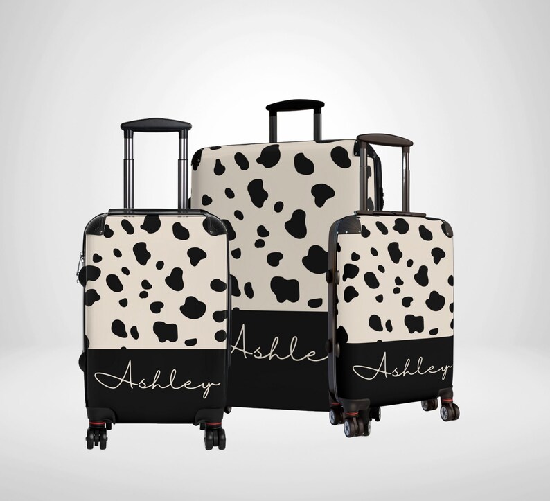 Dots Personalised Name Suitcase, Spotted Pattern Custom Luggage ...