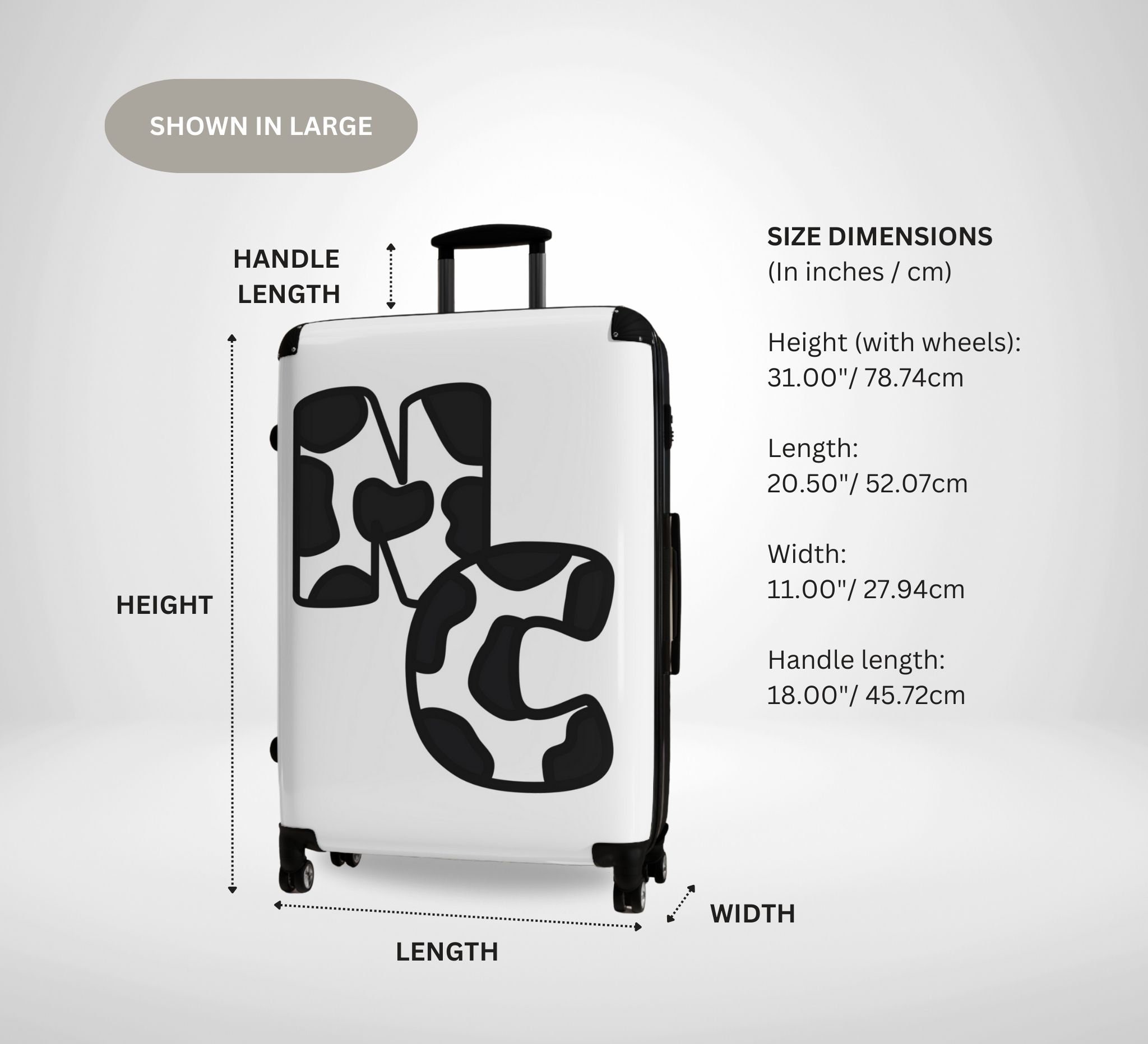 Western Cow Print Hard Shell Suitcase Luggage, Modern Bespoke Travel ...