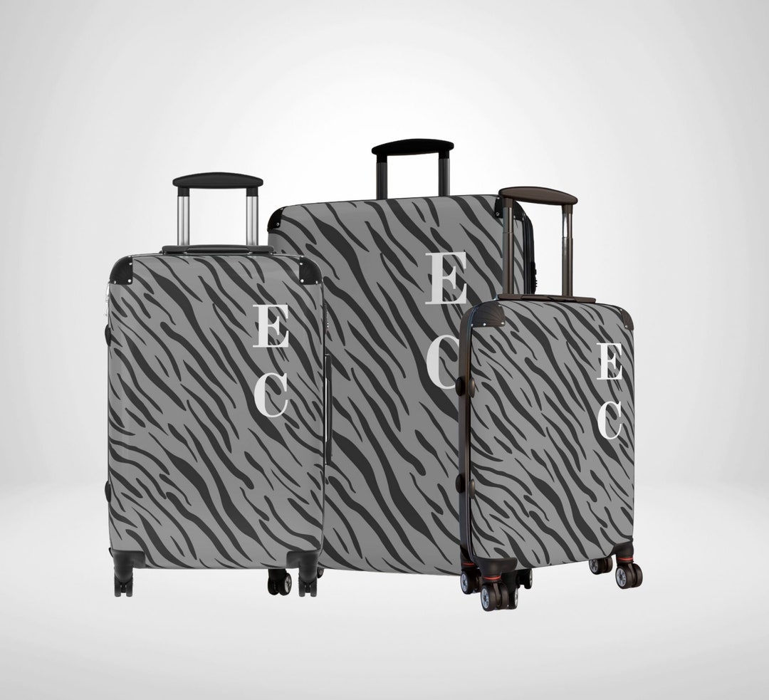 Soft Lines Personalised Suitcase, Modern Animal Print Custom Luggage ...