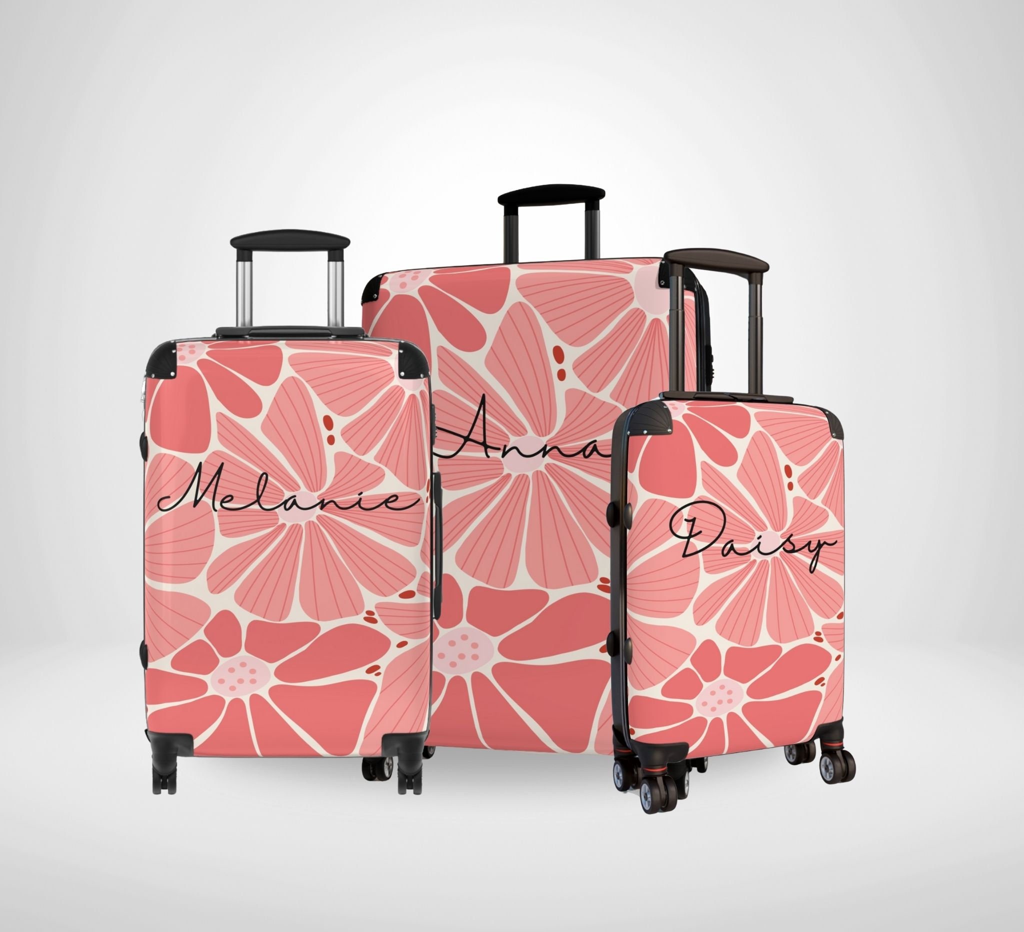 Personalized Name Pink Floral Suitcase, Custom Luggage for Women ...