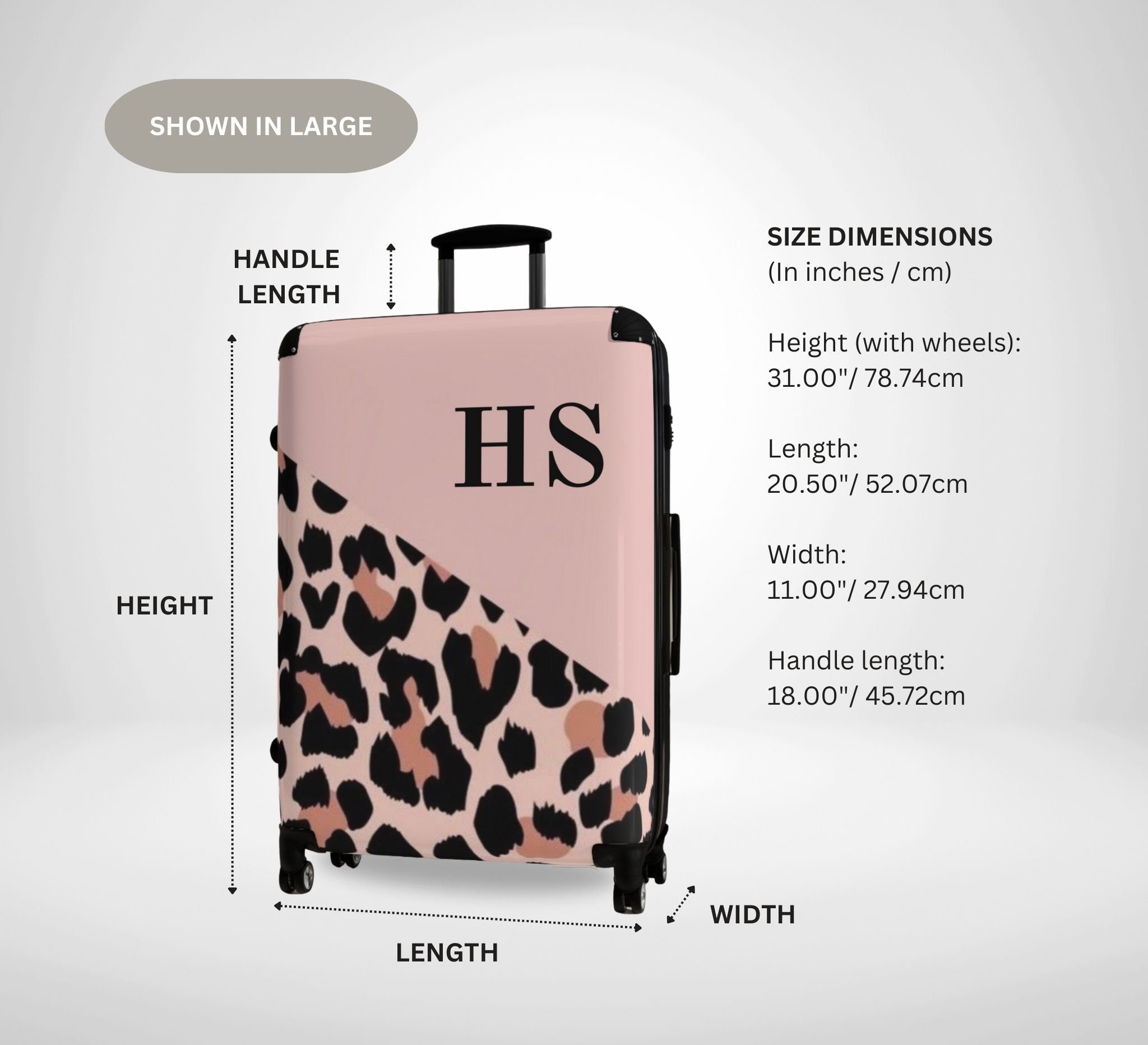 Stylish Leopard Print Suitcase in Pink, Modern Bold Animal Print ...