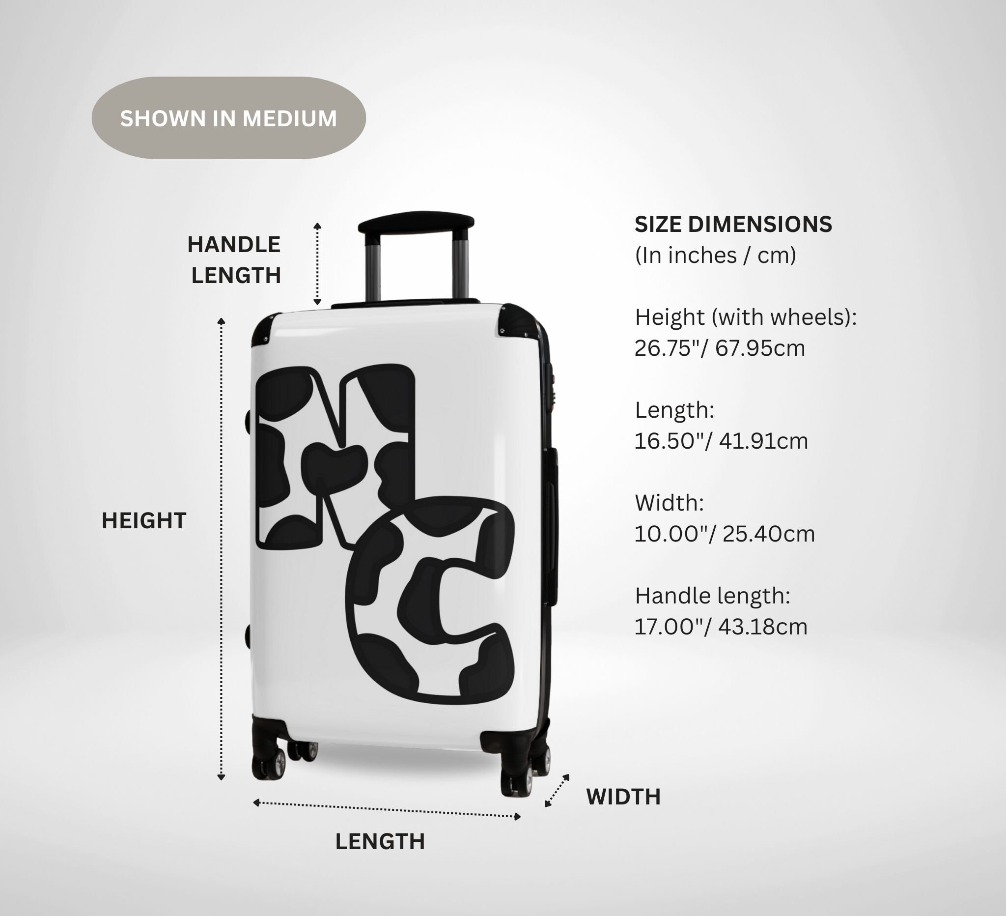 Western Cow Print Hard Shell Suitcase Luggage, Modern Bespoke Travel ...