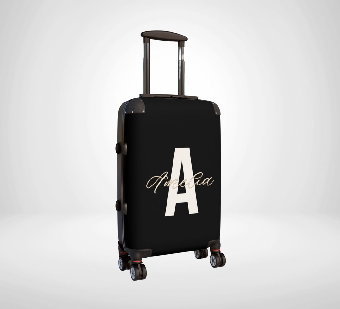 Personalized Letter Name Luggage, Custom Black Stylish Hard Shell ...