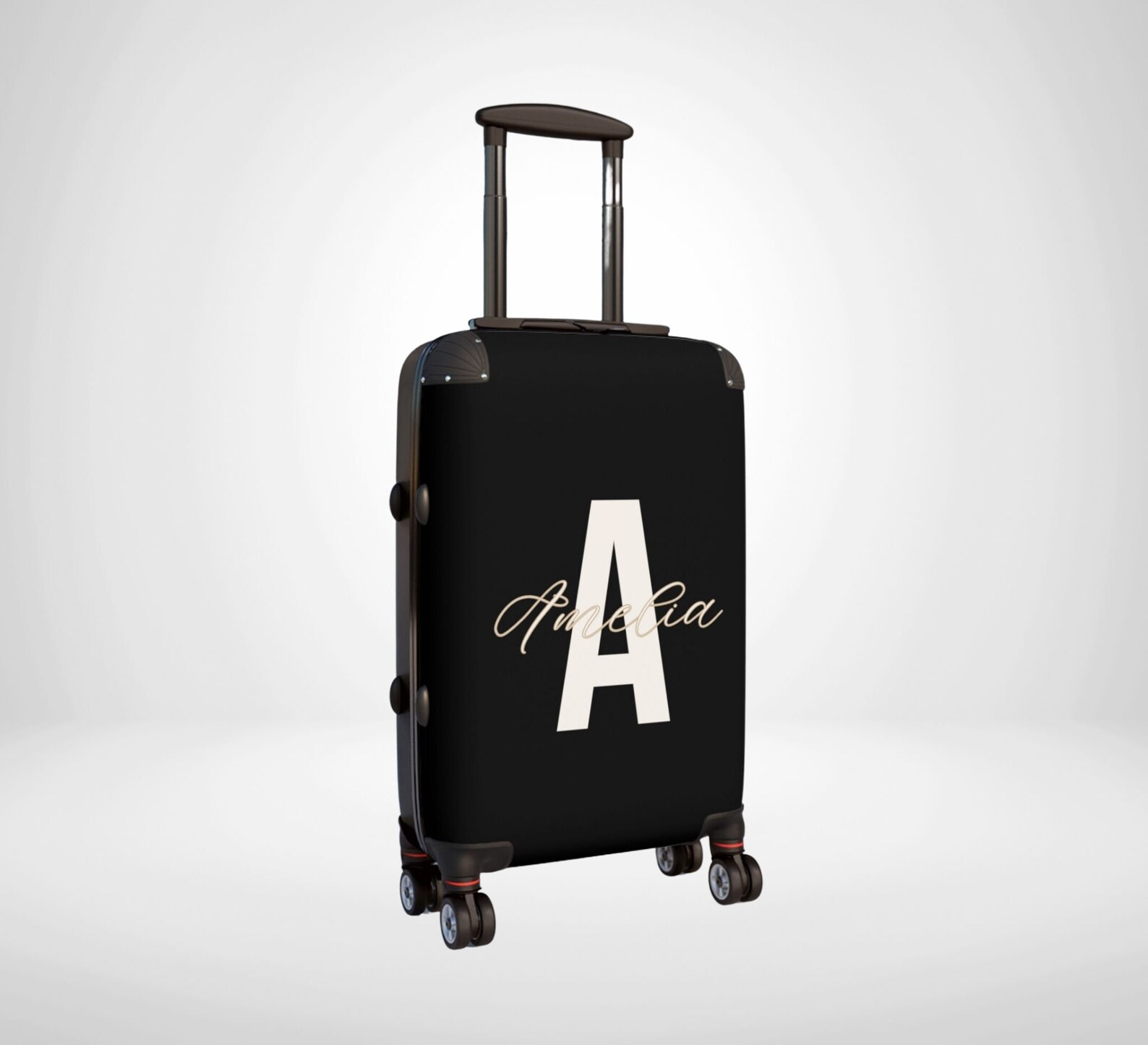Personalized Letter Name Luggage, Custom Black Stylish Hard Shell ...