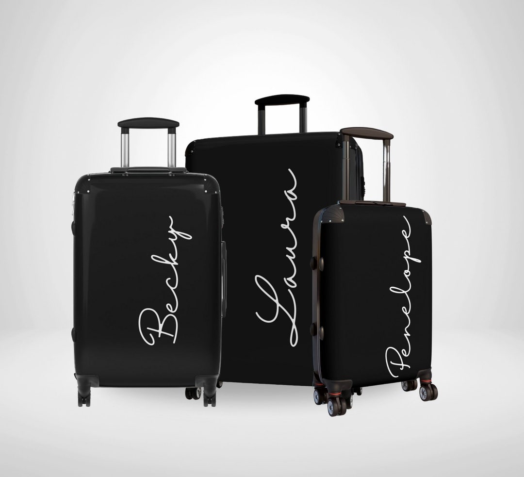 Minimalist Name Personalized Suitcase, Black White Custom Luggage for ...