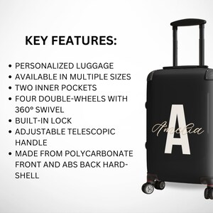 Personalized Letter Name Luggage, Custom Black Stylish Hard Shell ...
