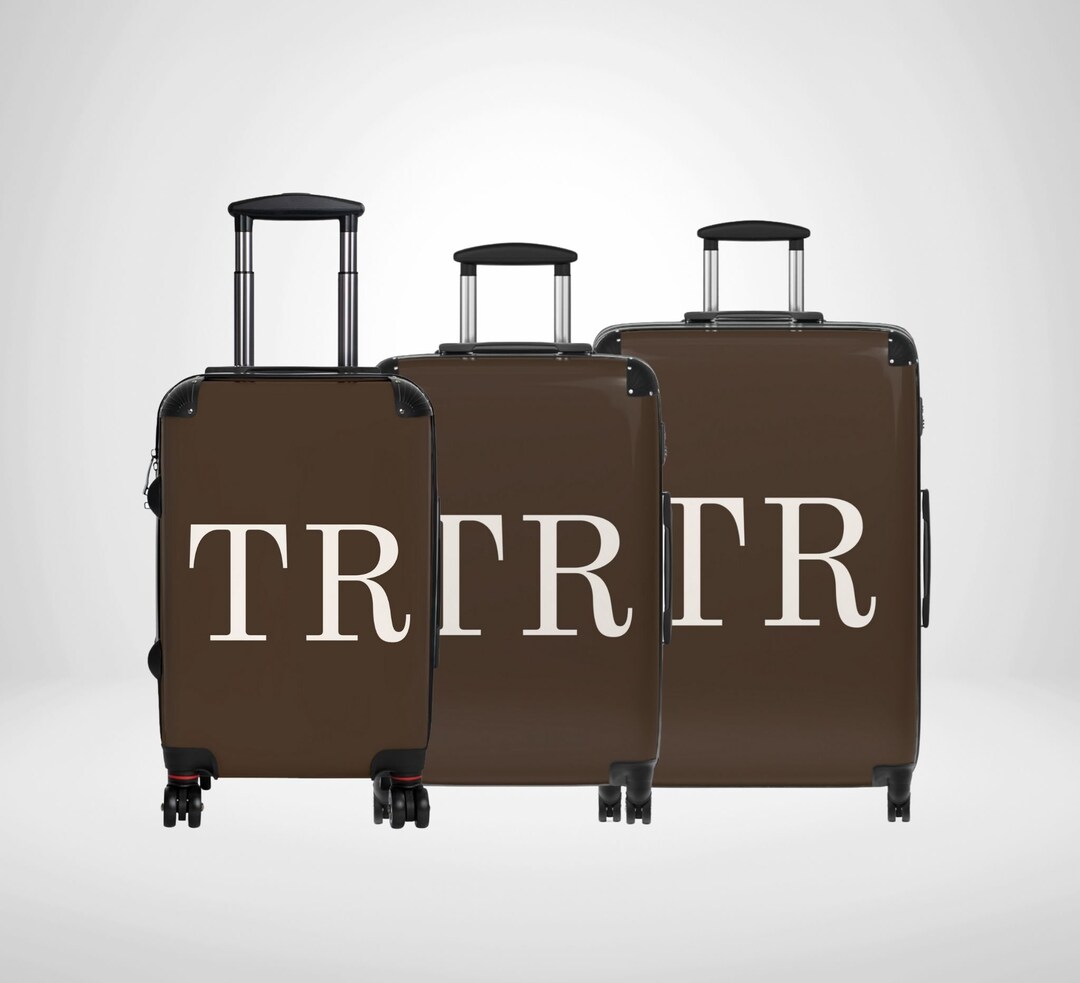 Personalized Initial Suitcase Luggage, Brown Custom Hard Shell Suitcase ...