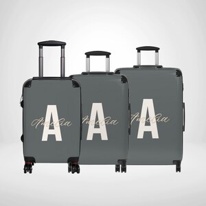 Personalized Letter Name Luggage, Custom Grey Stylish Hard Shell ...